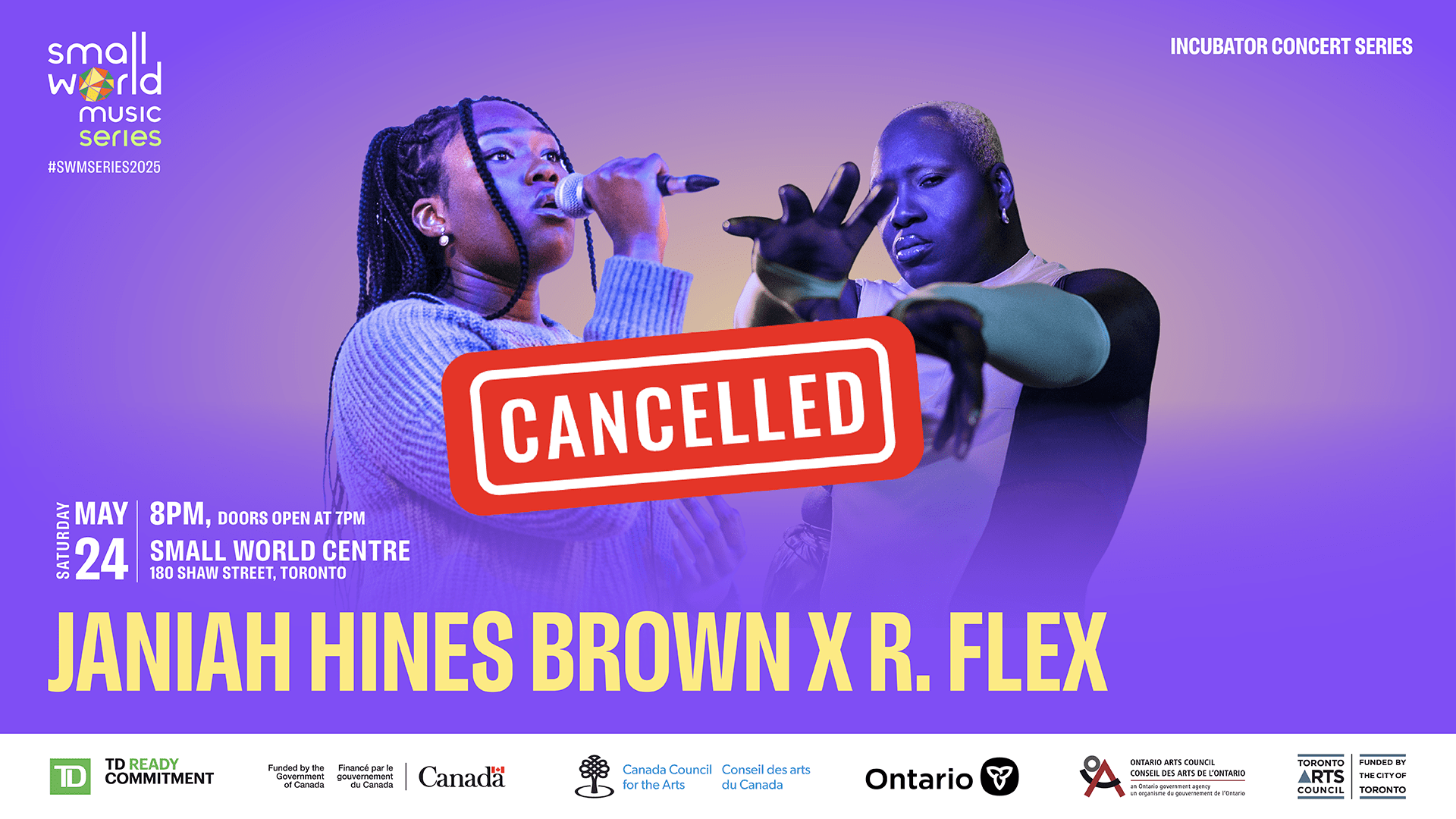 Janiah Hines Brown x R. Flex [SHOW CANCELLED] - Small World Music